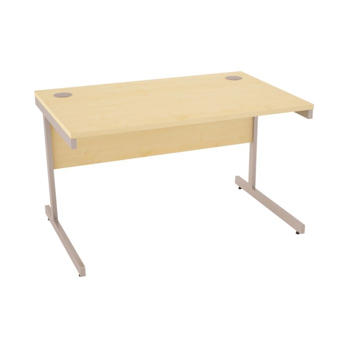 Cantilever Fixed Height Desk - 1200 x 800 mm - Maple/Silver
